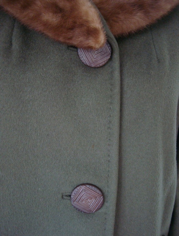 Vintage 50-60s Ken Whitmore Tailorman Fully Lined Green Coat Mink ...