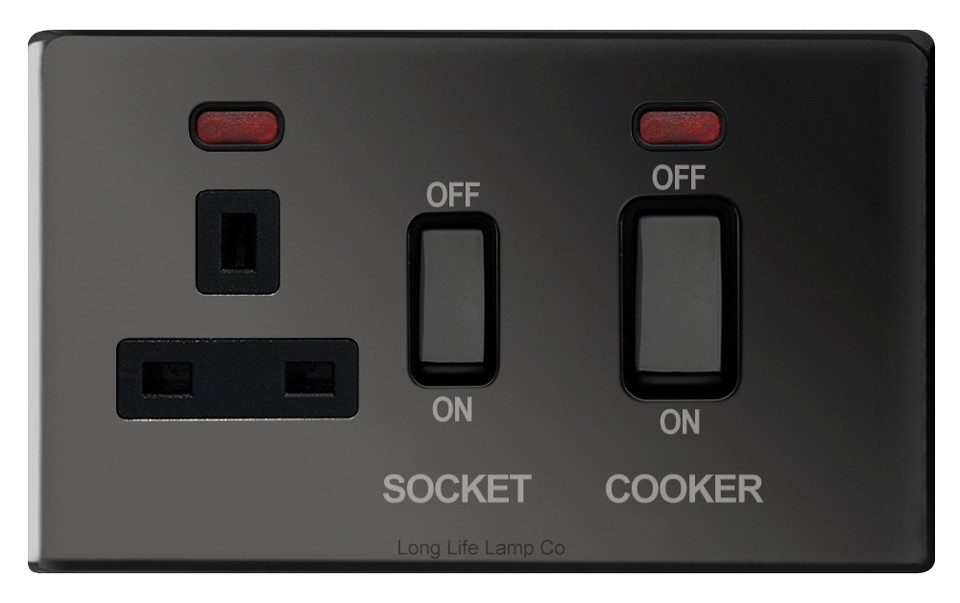 Mega Socket Screwless Slim Flatplate Light Socket & Switches BLACK ...