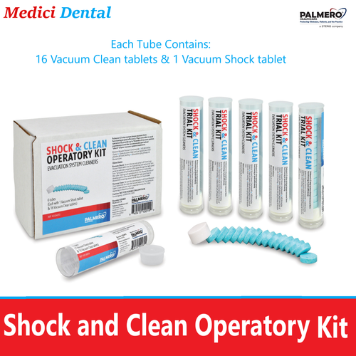 Dental PALMERO SHOCK and CLEAN OPERATORY KIT- 16 Vacuum Clean tab & 1 ...