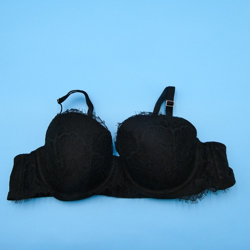 Victorias Secret Bra 38B Black Dream Angels Lined Demi Lace Cup Push Up ...