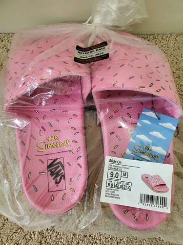 NEW - VANS The Simpsons 2020 Donut Slides VN0A45JE12Z Pink/ Tan Sz 9M D ...