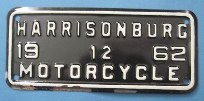 1962 Harrisonburg Virginia motorcycle license plate | eBay