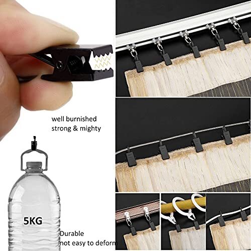 Pack of 25 Black Curtain Clips String Light Hangers Small Metal Wire ...