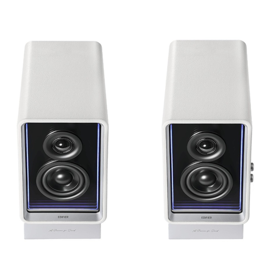 Edifier QR65 2.0 70W RMS Monitor Speakers White USB-C Bluetooth RGB ...