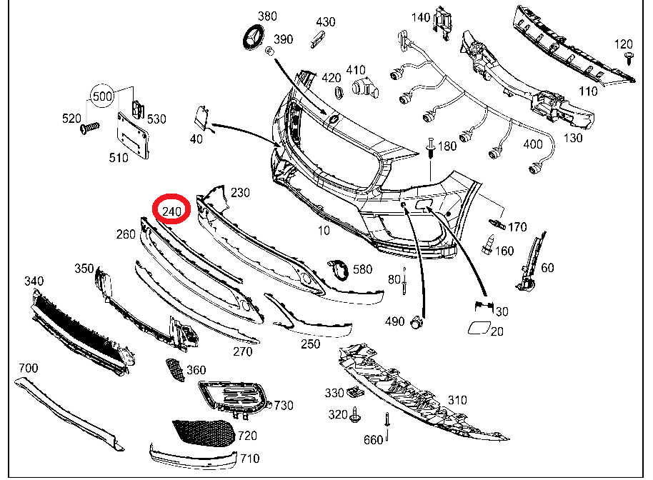New Genuine Mercedes W156 GLA Trim Cover Front Bumper Center ...