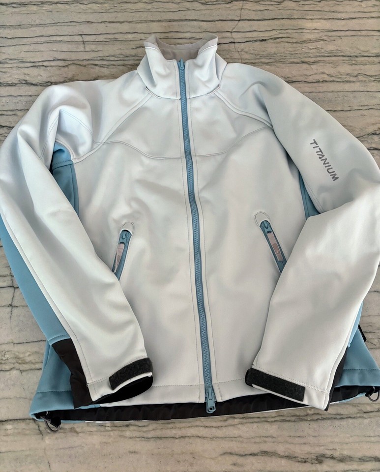 Women's Columbia Titanium Powder Blue Soft Shell Full Zip Jacket Size S ...