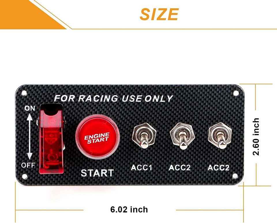 Carbon Ignition Switch Panel Engine Start Push Button LED 12V Toggle ...