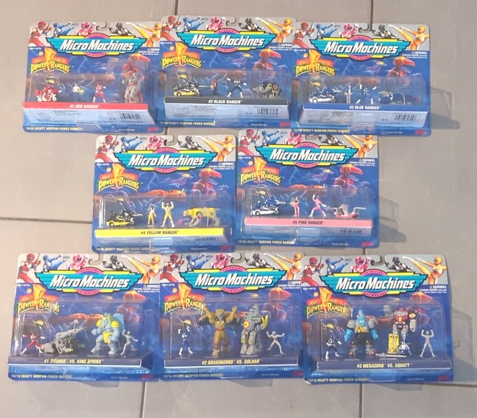 Micro Machine MMPR Power Rangers 1994 Galoob Complete Set of 8 Factory ...