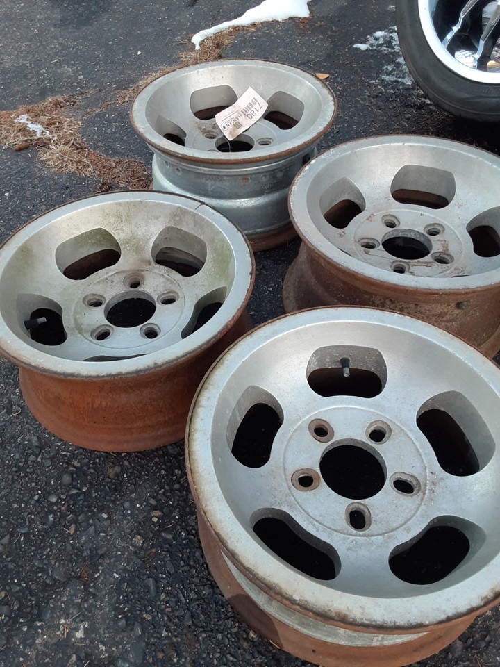 Sets 4 Vintage aluminum slotted wheels mags slots 2 14 x 8.0 2 x 14 x 7 ...