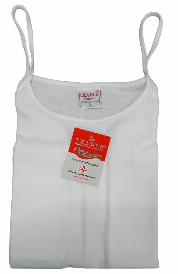 LEABLE 1403 Set 3 Top Canotta Spalla Stretta con Bordo in Raso 100% ...