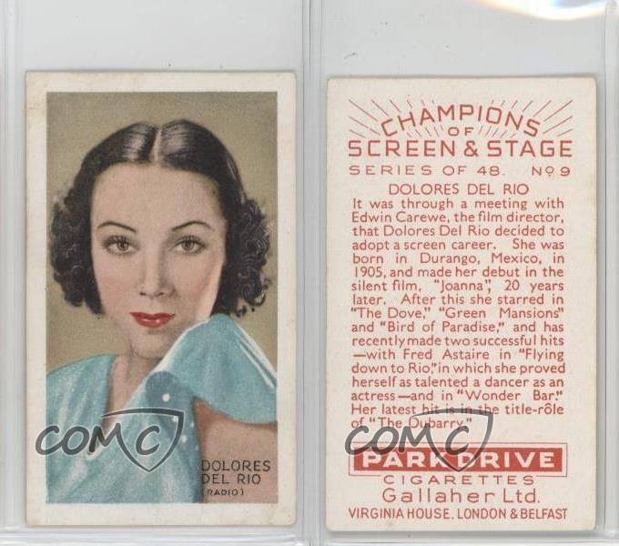 1934 Gallaher Champions of Screen & Stage Tobacco Red Text Dolores Del ...