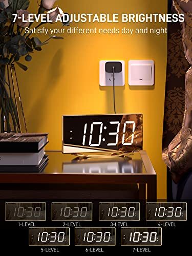 Alarm Clock For Bedroom Modern Digital Clock For Living Room 8.7" Led ...