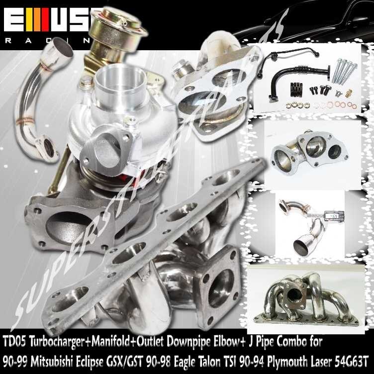 TD05 Turbo+Manifold+Outlet Elbow+J Pipe for 90-99 Mitsubishi Eclipse ...