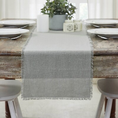 New Rustic French Country Farmhouse GRAY BURLAP Table Runner 36" | eBay