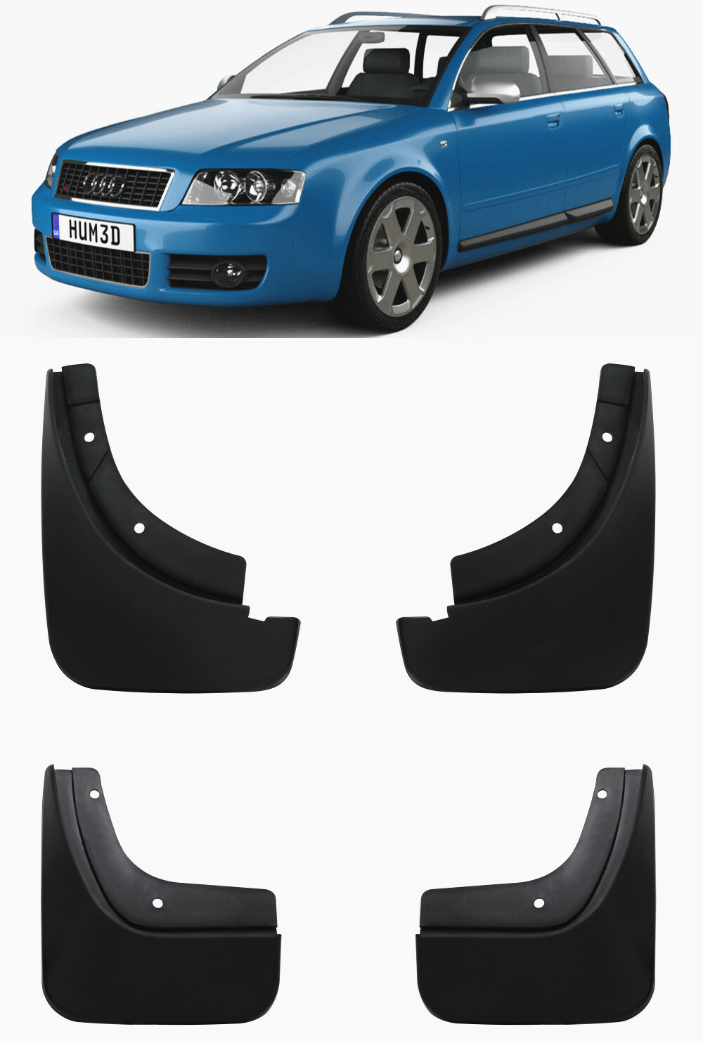 Genuine Splash Guards Mud Flaps For 2001-2004 Audi S4 A4 S-Line B6 ...