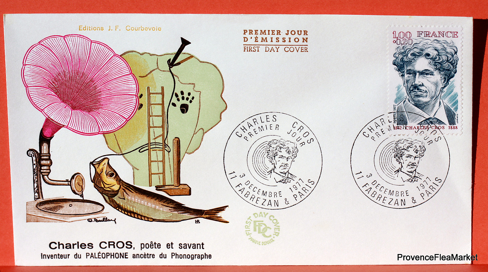 Yt 1956 A CHARLES CROS LE PALEOPHONE FRANCE FDC ENVELOPPE PREMIER JOUR ...