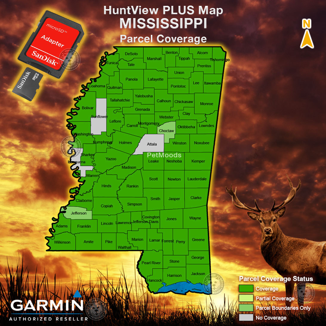Garmin HuntView PLUS MISSISSIPPI Map MicroSD Birdseye Satellite Imagery ...
