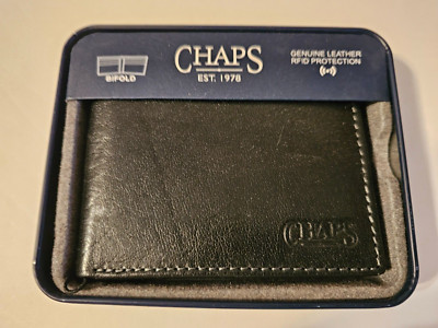 Chaps Ralph Lauren Men's Black Leather Billfold Wallet RFID Blocking ...