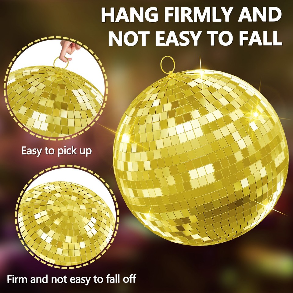 12 16 20 Inch Mirror Ball Disco Ball with Hanging Ring for Party Stage ...