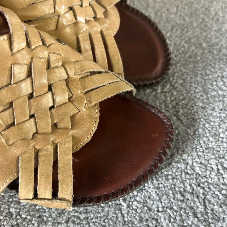 Auditions Women's Brown Woven Leather Slide Sandals Casual Summer. Size ...