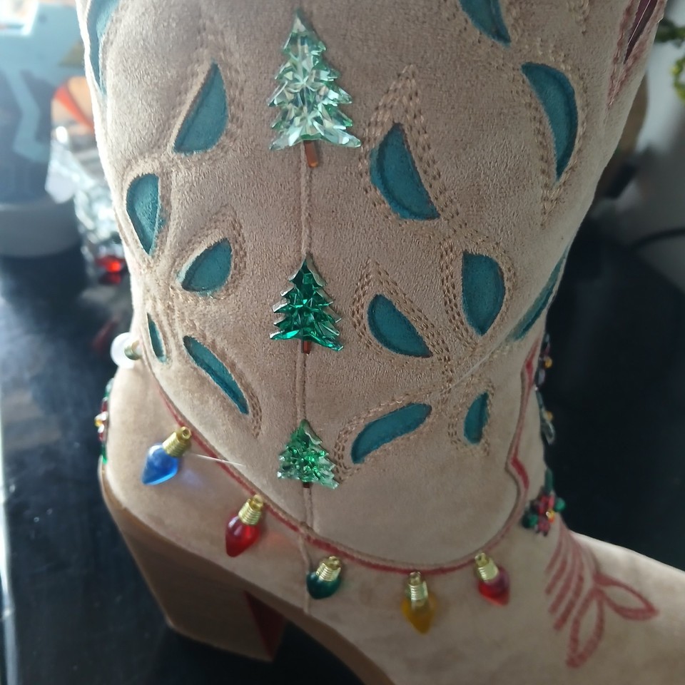 CHRISTMAS DECORATED SINGLE BOOT DECOR EMBELLISHED HAND PAINTED BY ...