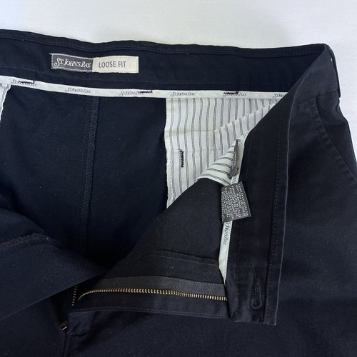 St. John’s Bay Men’s Size 40x32 Black Slacks Flat Front Loose Fit ...