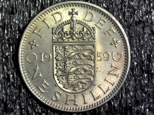1959 Great Britain Shilling (English Crest) World, Foreign Coin KM#904 ...