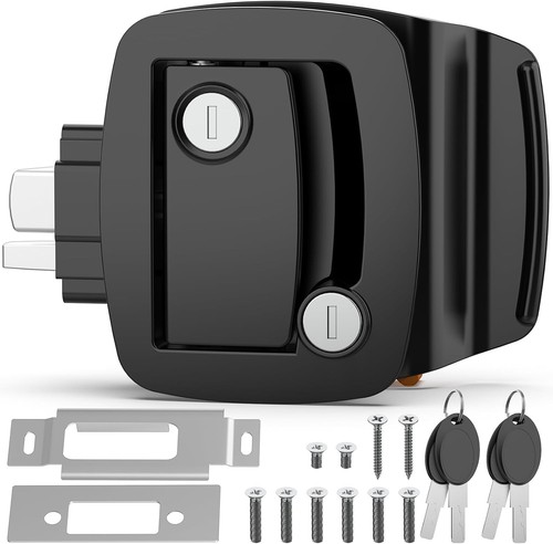 Black RV Paddle Entry Door Lock Latch Handle Knob Deadbolt NEW Camper ...