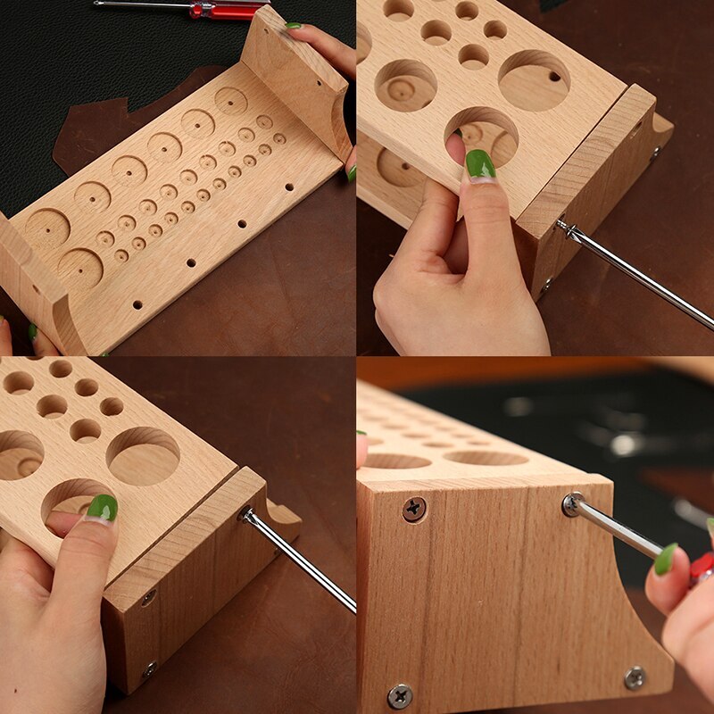 Wooden Leather Craft Tool Rack Stand Carving Punching Tools Holder ...