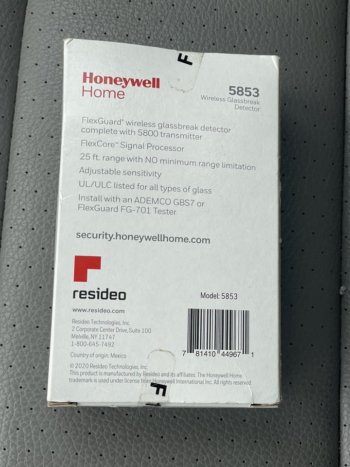 Brand New Honeywell 5853 Wireless Glass Break Sensor FACTORY SEALED ...