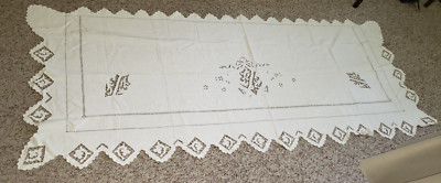 ALTAR TABLE COVER FRONTAL RUNNER 78" X 32" WHITE LINEN LOVELY SCALLOPED ...