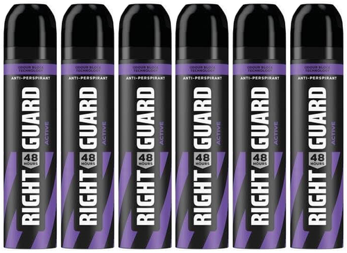 6 X RIGHT GUARD ACTIVE FOR MEN 48hr PROTECTION ANTI-PERSPIRANT SPRAY ...