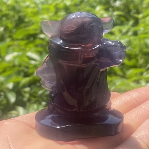 1pc Natural fluorite Yoda Quartz Crystal Yoda Skull Carved Figurines ...