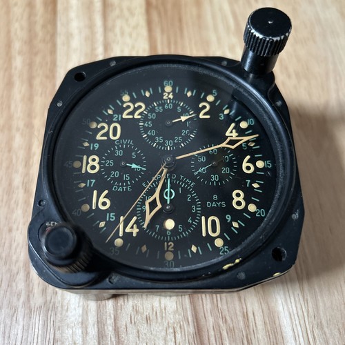 WWII Cockpit Clock H-37500 Hamilton Watch Co-Works Great | eBay