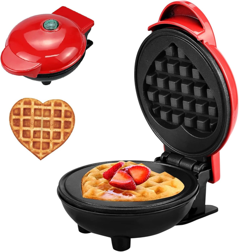 Mini Waffle Maker,4 Inch Non-Stick Griddle for Waffles,Heart Shape ...
