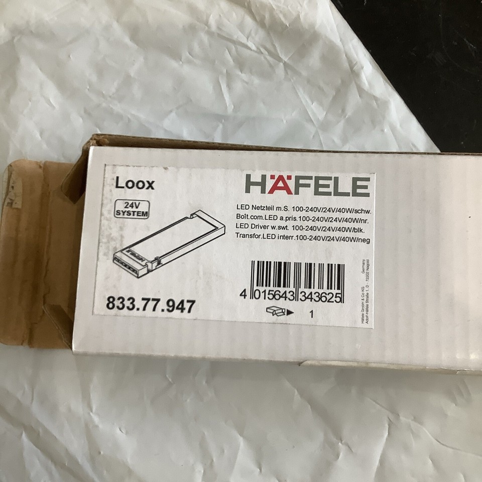 Hafele Loox 24 Volt 90 Watt LED Light Driver Black NEW IN BOX 833.77. ...