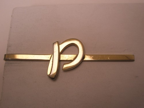 P Monogram Initial Letter Vintage HICKOK LARGE Tie Bar Clip peter paul ...