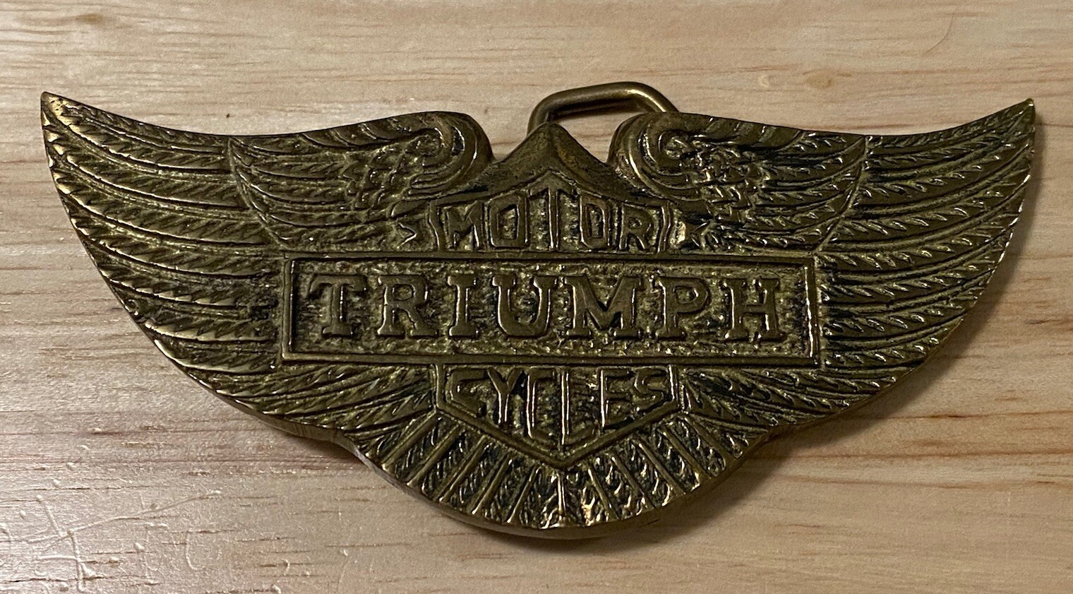 Triumph Motorcycle Biker Wing 1970s Vintage Brass Bel… - Gem