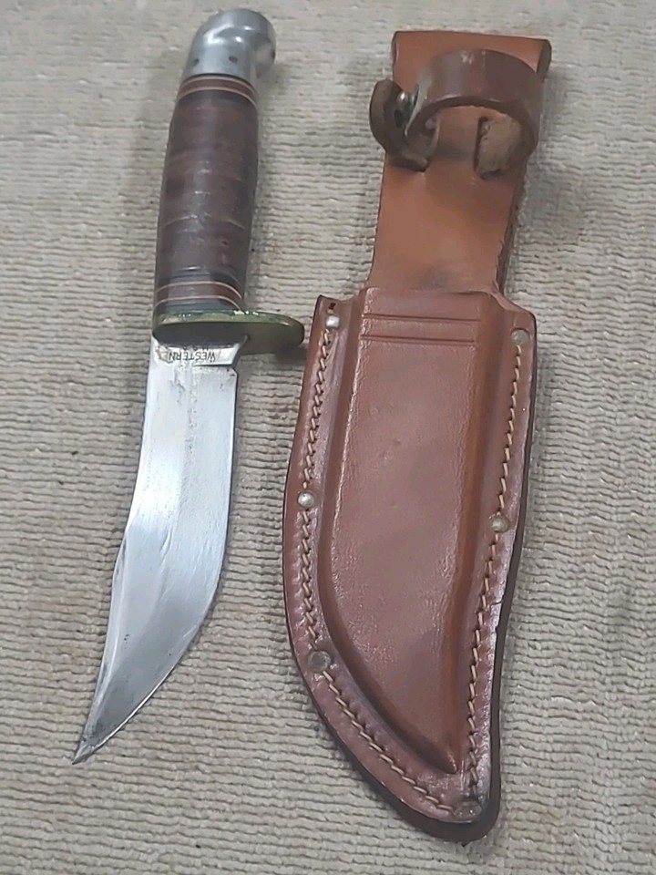 Vintage Western USA L66 Hunting Fixed Knife with Sheath, Stacked ...