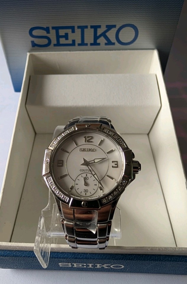SEIKO COUTURA LADIES SS WATCH *NEW* SRKZ91 Mother Of Pearl Dial Check ...