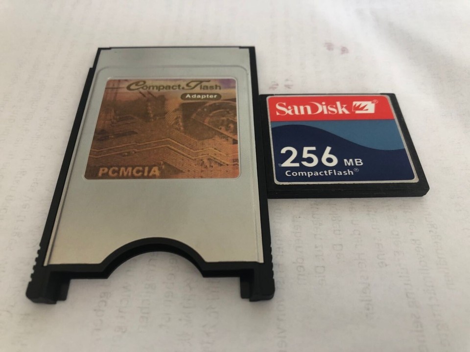 SANDISK 256MB Compact Flash +ATA PC card PCMCIA Adapter JANOME Machine ...