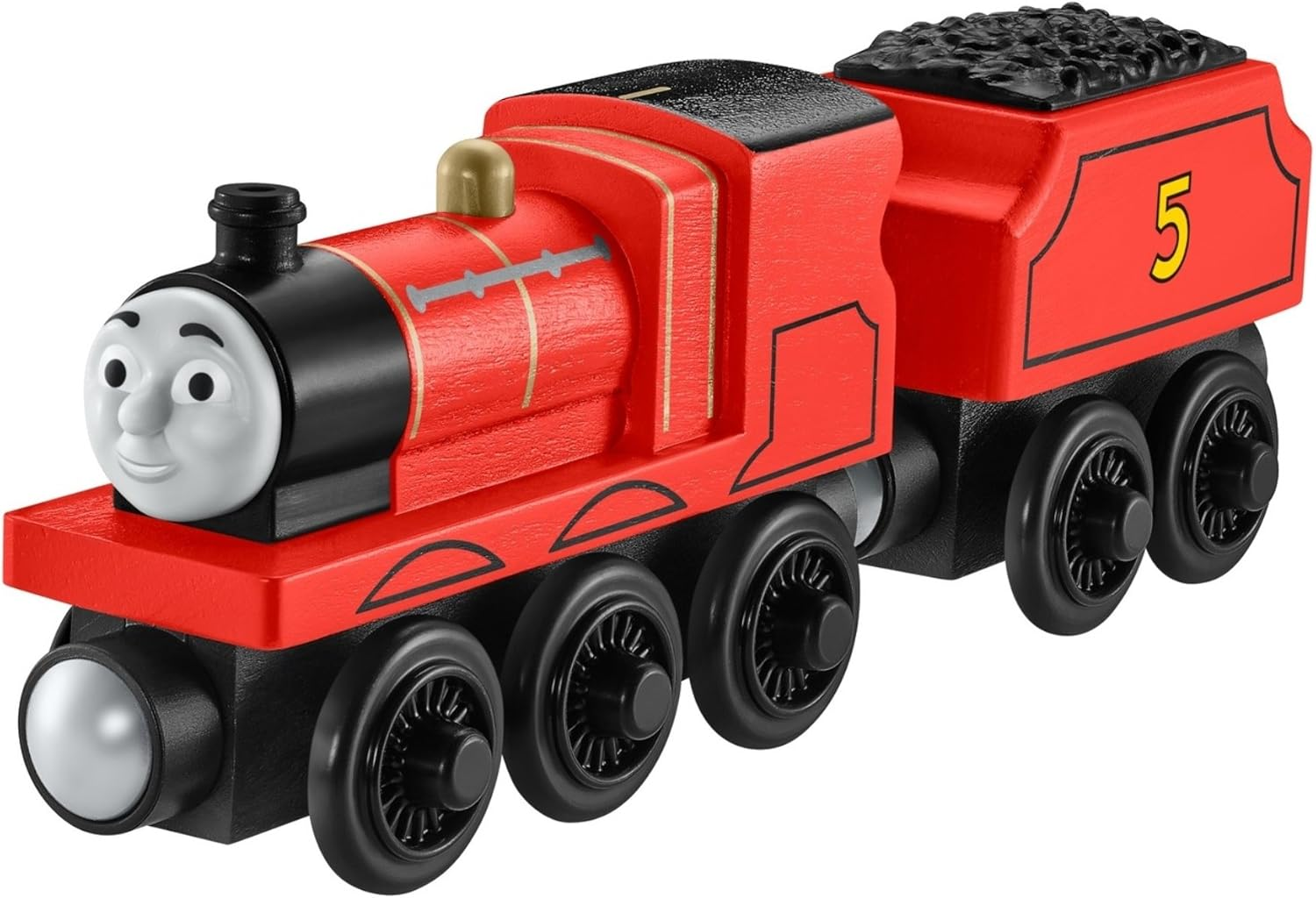 Wooden Railway – James No. 5 Red Engine with Magnet Connectors Classic ...