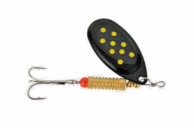 PACK OF x 2 SHAKESPEARE DEVIL'S OWN SPINNERS BLACK / YELLOW BLADE *2 x ...