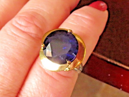 MULTI-FACETED STONE & .925 STERLING SILVER RING - SIZE 9.25 / BLUE | eBay