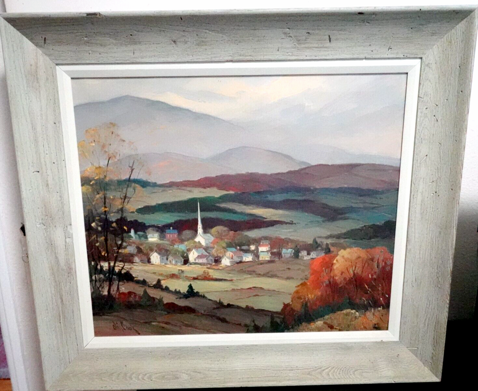 OTIS COOK "STOWE VILLAGE" VERMONT ORIGINAL OIL ON CANVAS LANDSCAPE ...