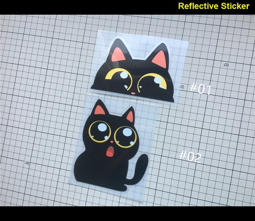 Reflective Funny Cute Black Cat kitty Anime Peeking Peeker JDM Car ...