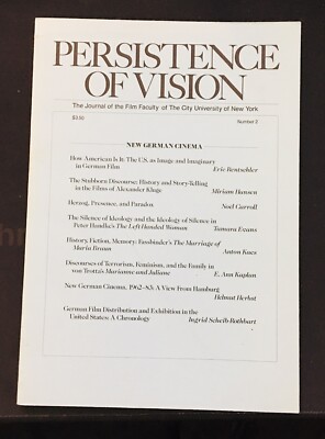 1985 PERSISTENCE OF VISION Journal of Film NYC Magazine #2 New German ...