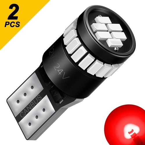 2x T10 Red LED W5W Car Tail Parking Plate Light Bulbs 12V Super Bright ...