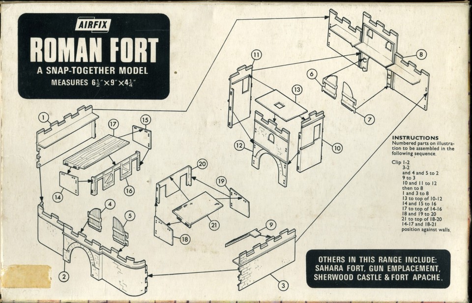 oop Airfix 1706-2.98 HO/OO 1/76 (20mm) Roman Fort - 1970s Boxing ...
