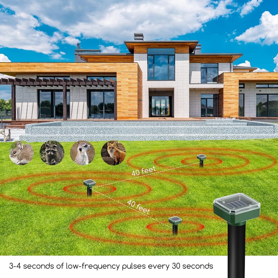 8 PCS Ultrasonic Solar Mole Repellent Powered-Mole Repellent Solar ...